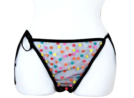 Polka Dot Black Sheer Bikini Bottoms - Fun Sheer Swimwear