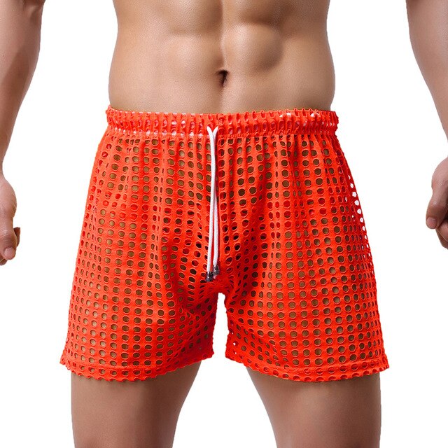 Men's Sheer Fishnet Trunks, Clothing Optional Pool Party Shorts – Sheer ...
