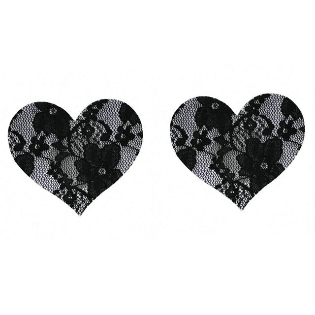 Heart-Shaped Black Lace Pasties – Sheer Swim